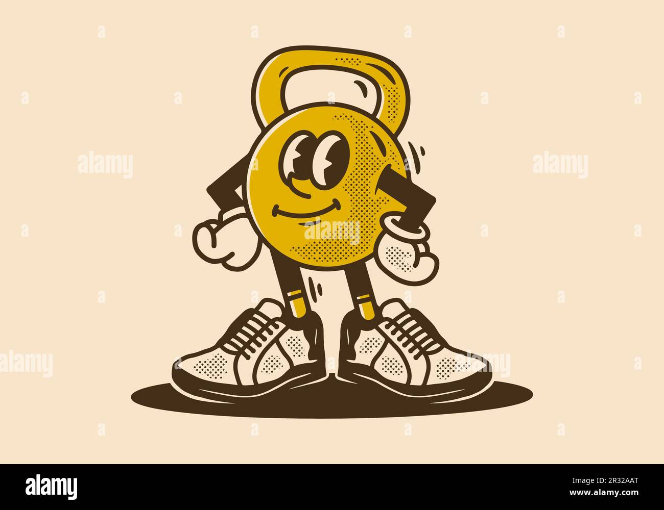 Mascot character design of a dumbbells in an upright standing position ...