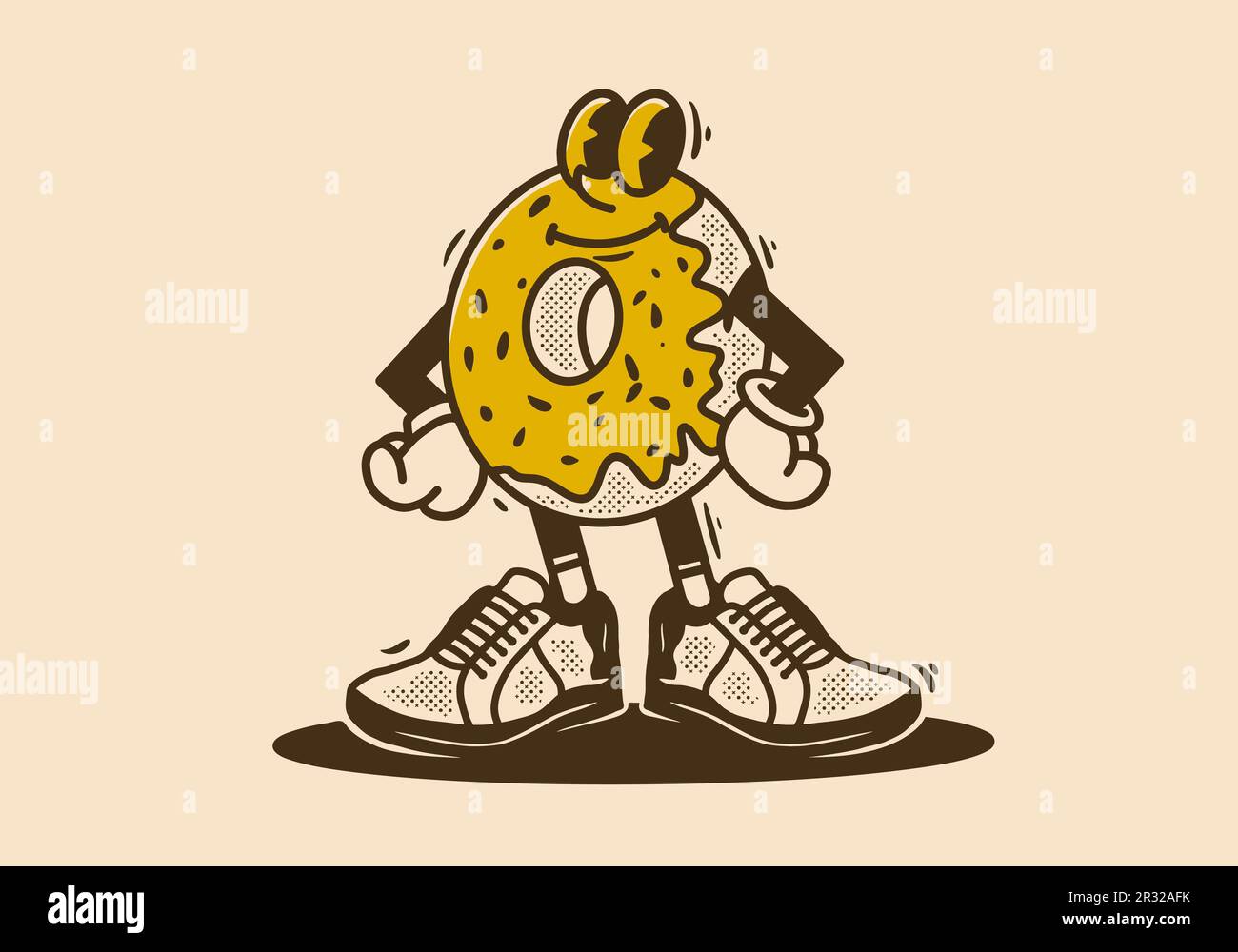 Mascot character design of a donuts in an upright standing position ...