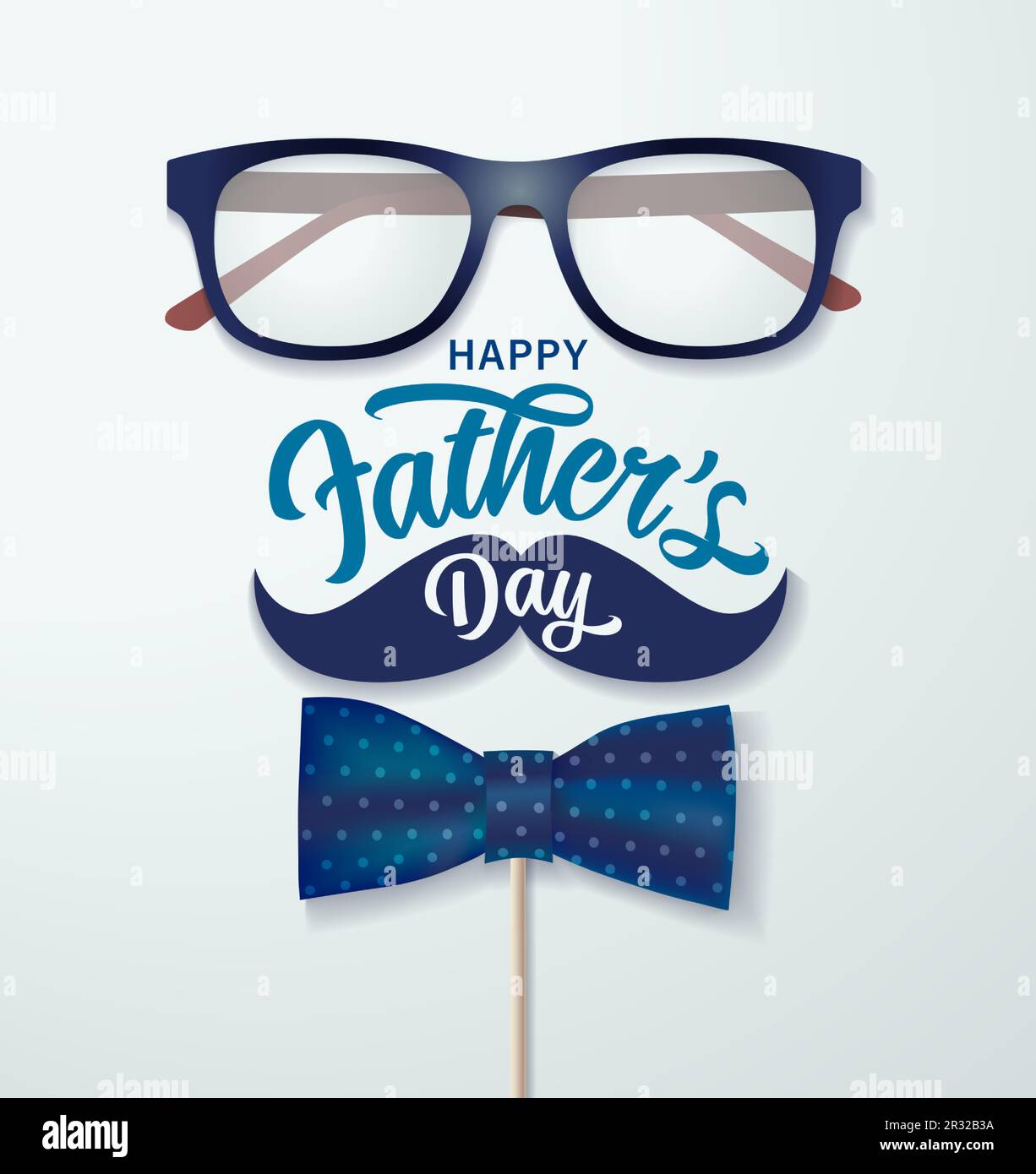 Happy Father's Day, handwritten concept with glasses, mustache and bow ...