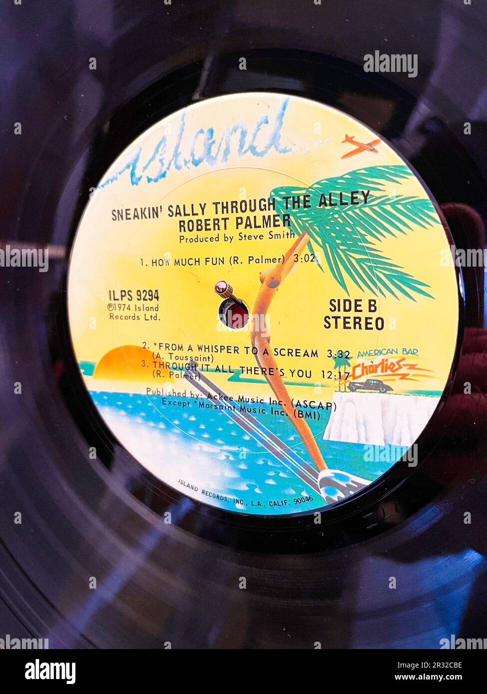 Close-up of a record label, sneakin' Sally through the Alley, Robert ...