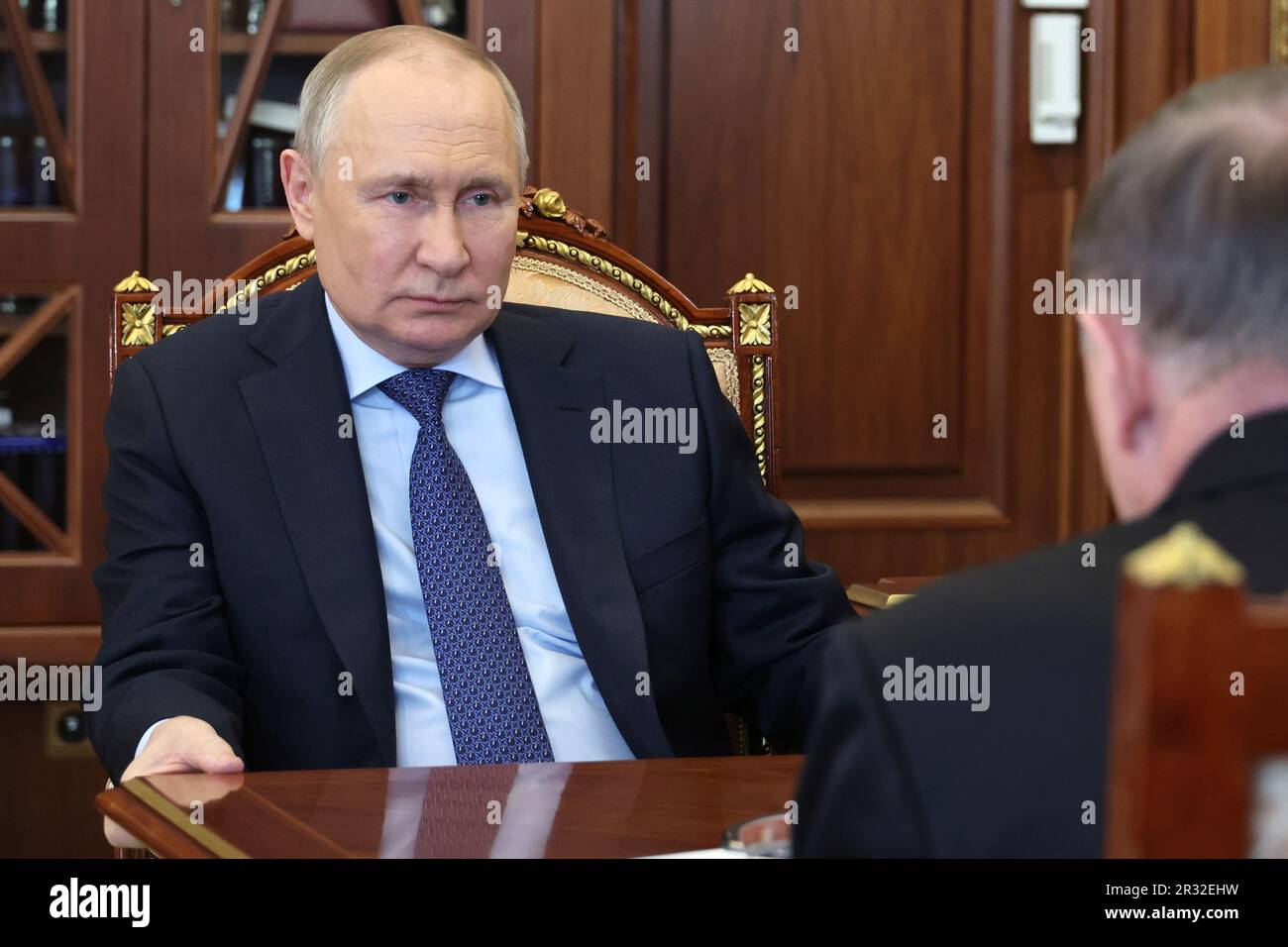 Russian President Vladimir Putin, left, meets with chairman of the ...