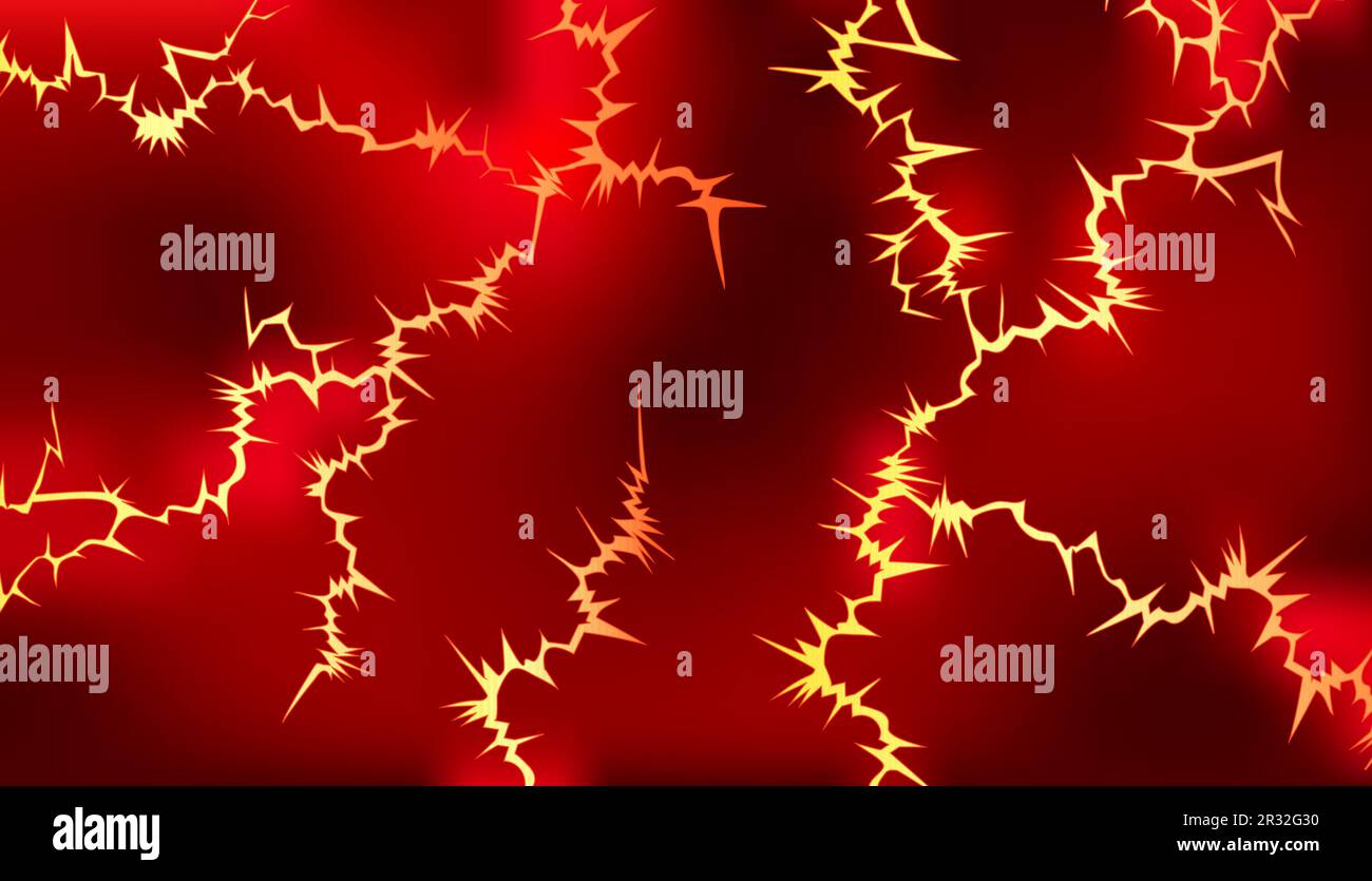 Red glowing background with hot lava cracks. Vector image in manga and ...