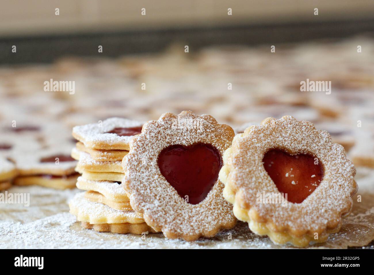Bake heart biscuits Stock Photo - Alamy