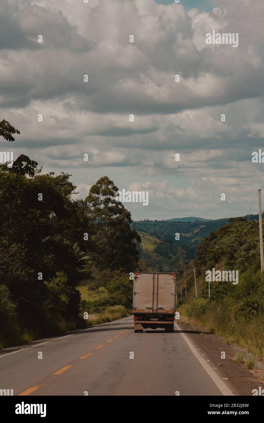 truck rear view on road Stock Photo - Alamy