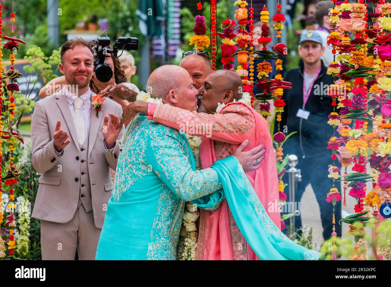 London, UK. 22nd May, 2023. Newlyweds, Manoj Malde and Clive Gillmor ...