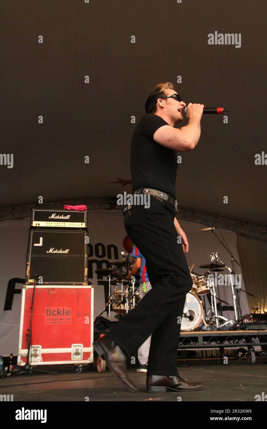 80s band lead singer David Vanian of the Damned performing at Summer ...