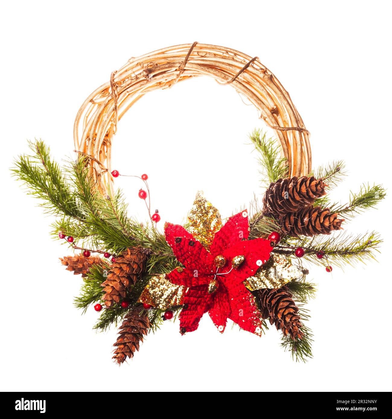 Christmas wreath holly branches Cut Out Stock Images & Pictures - Alamy