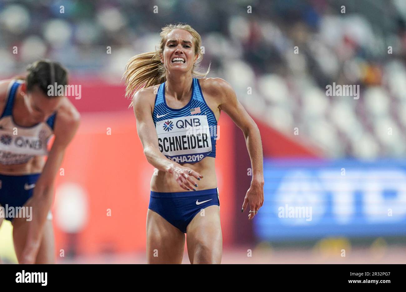 Rachel Schneider running the 5000m at the 2019 World Athletics ...
