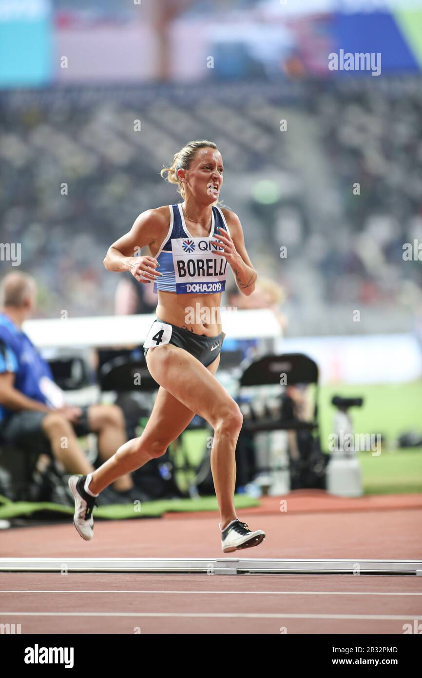 Florencia Borelli running the 5000m at the 2019 World Athletics ...