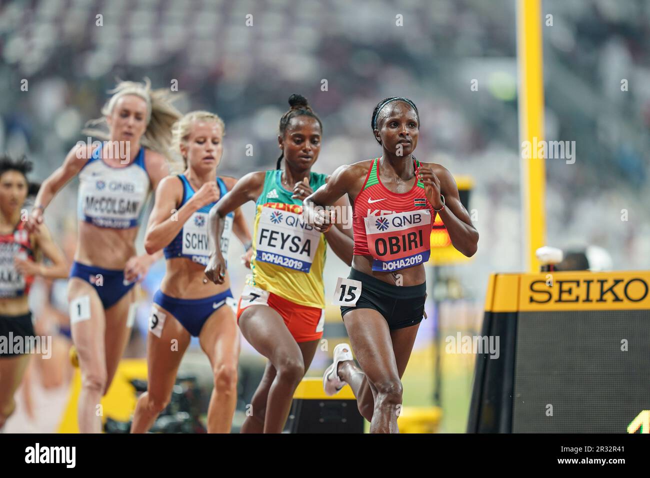 Hellen Obiri running the 5000m at the 2019 World Athletics ...
