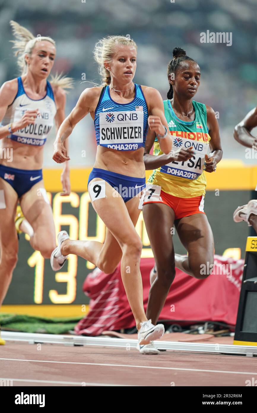 Karissa Schweizer Running The 5000m At The 2019 World Athletics Championships In Doha Stock