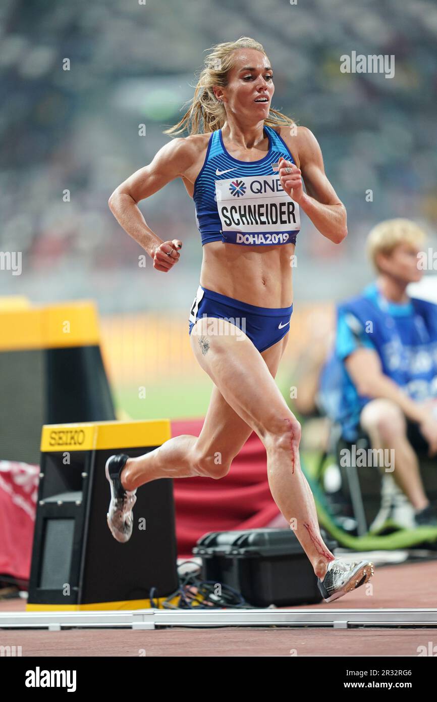 Rachel Schneider running the 5000m at the 2019 World Athletics ...