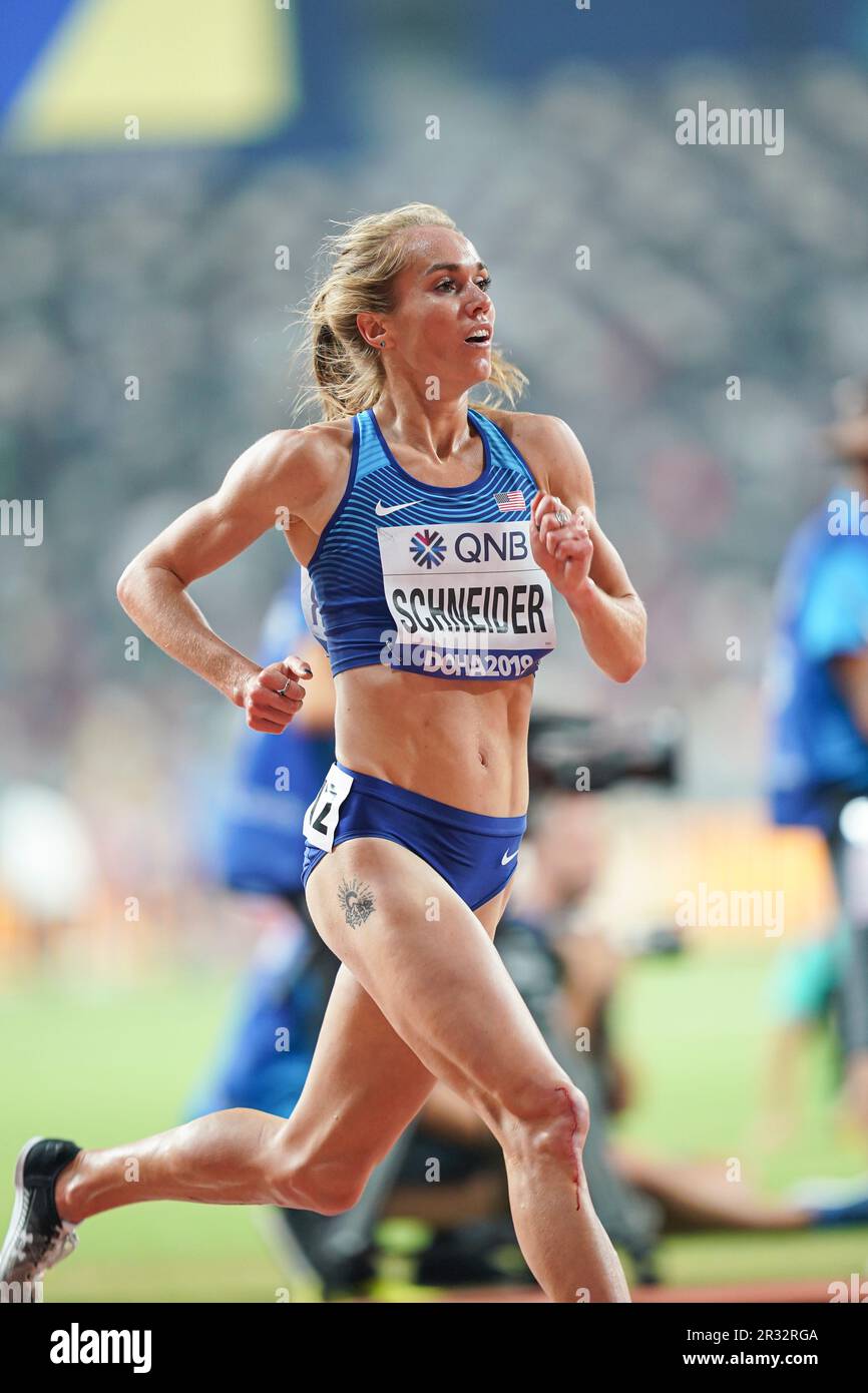 Rachel Schneider running the 5000m at the 2019 World Athletics ...