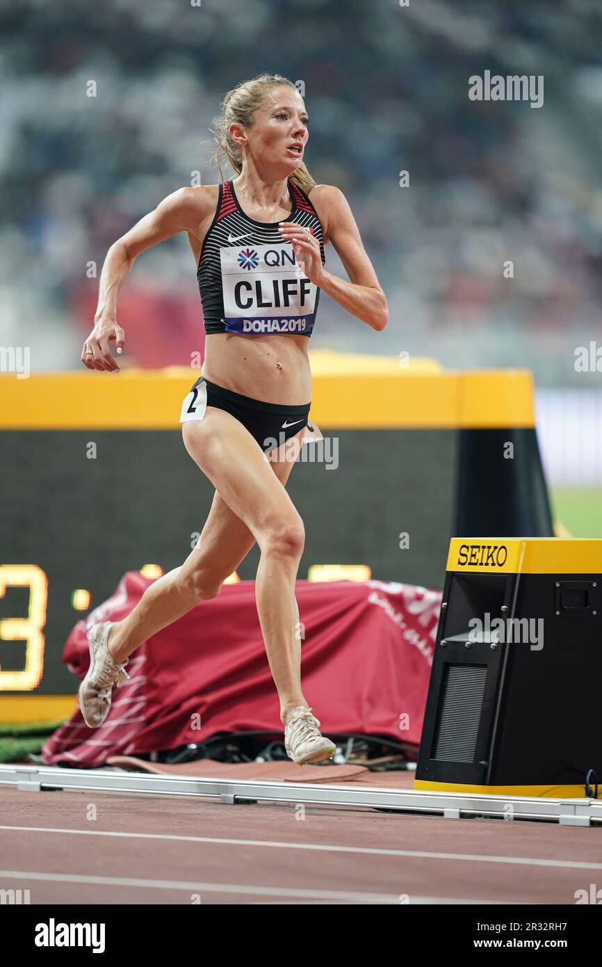 Rachel Cliff running the 5000m at the 2019 World Athletics ...