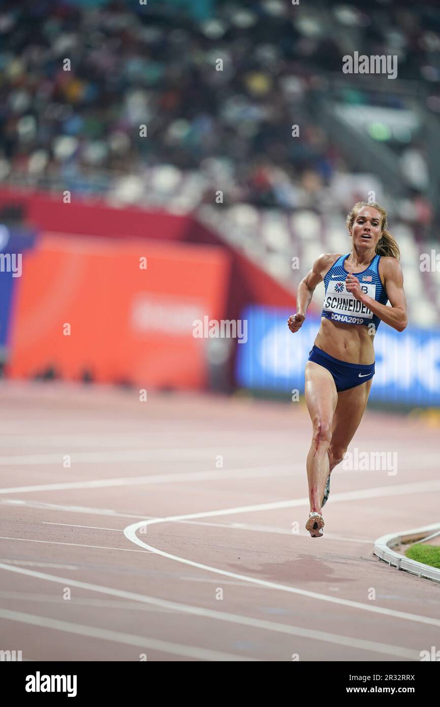 Rachel Schneider running the 5000m at the 2019 World Athletics ...