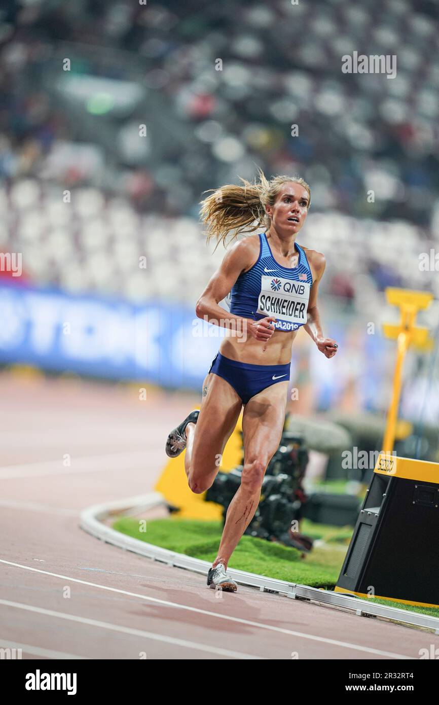 Rachel Schneider running the 5000m at the 2019 World Athletics ...