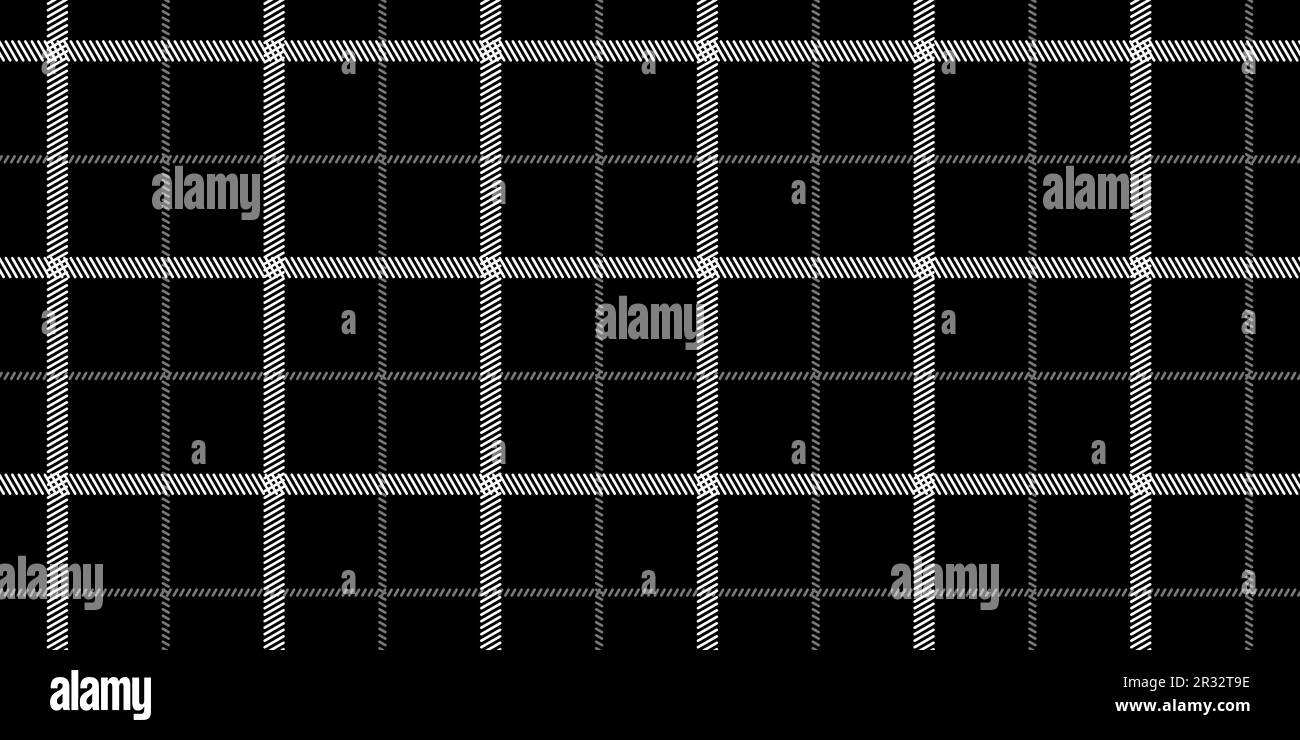 Windowpane plaid black and white seamless pattern with double narrow ...