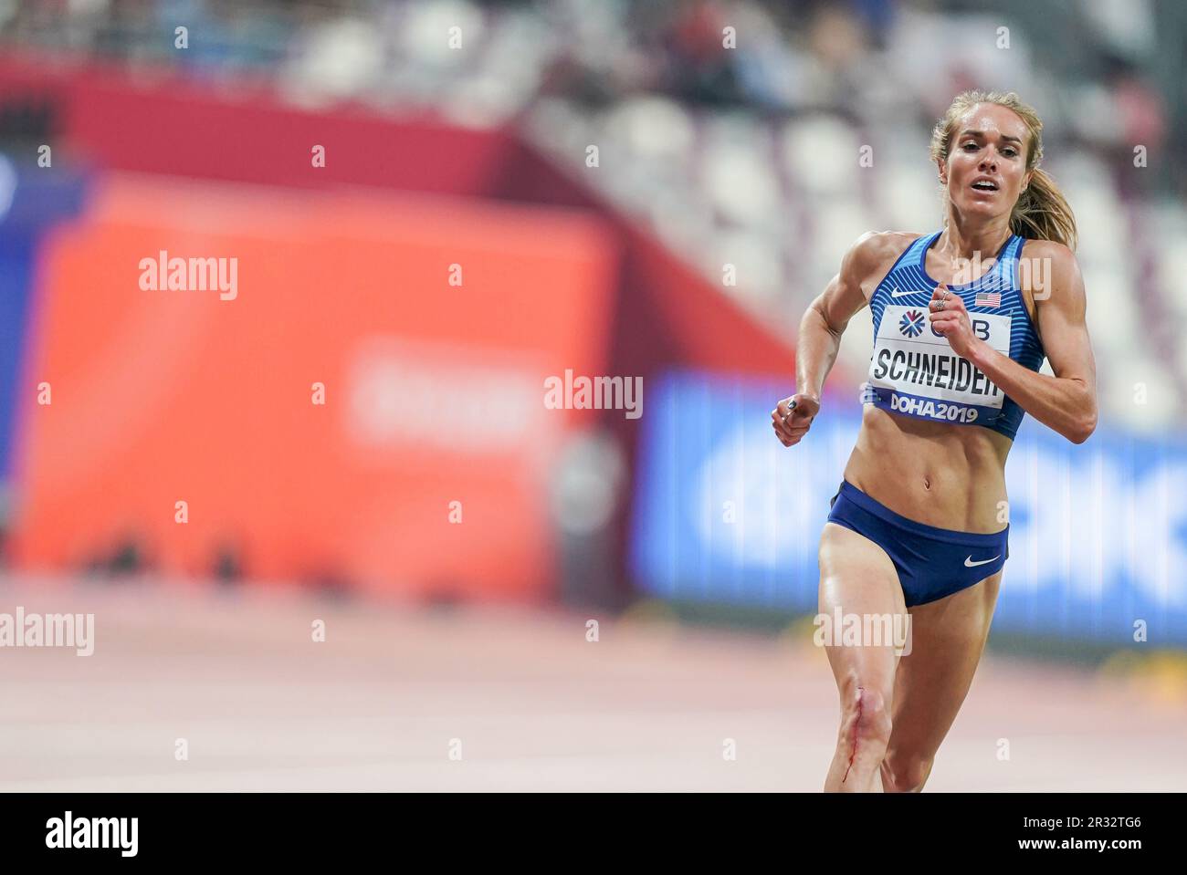 Rachel Schneider running the 5000m at the 2019 World Athletics ...