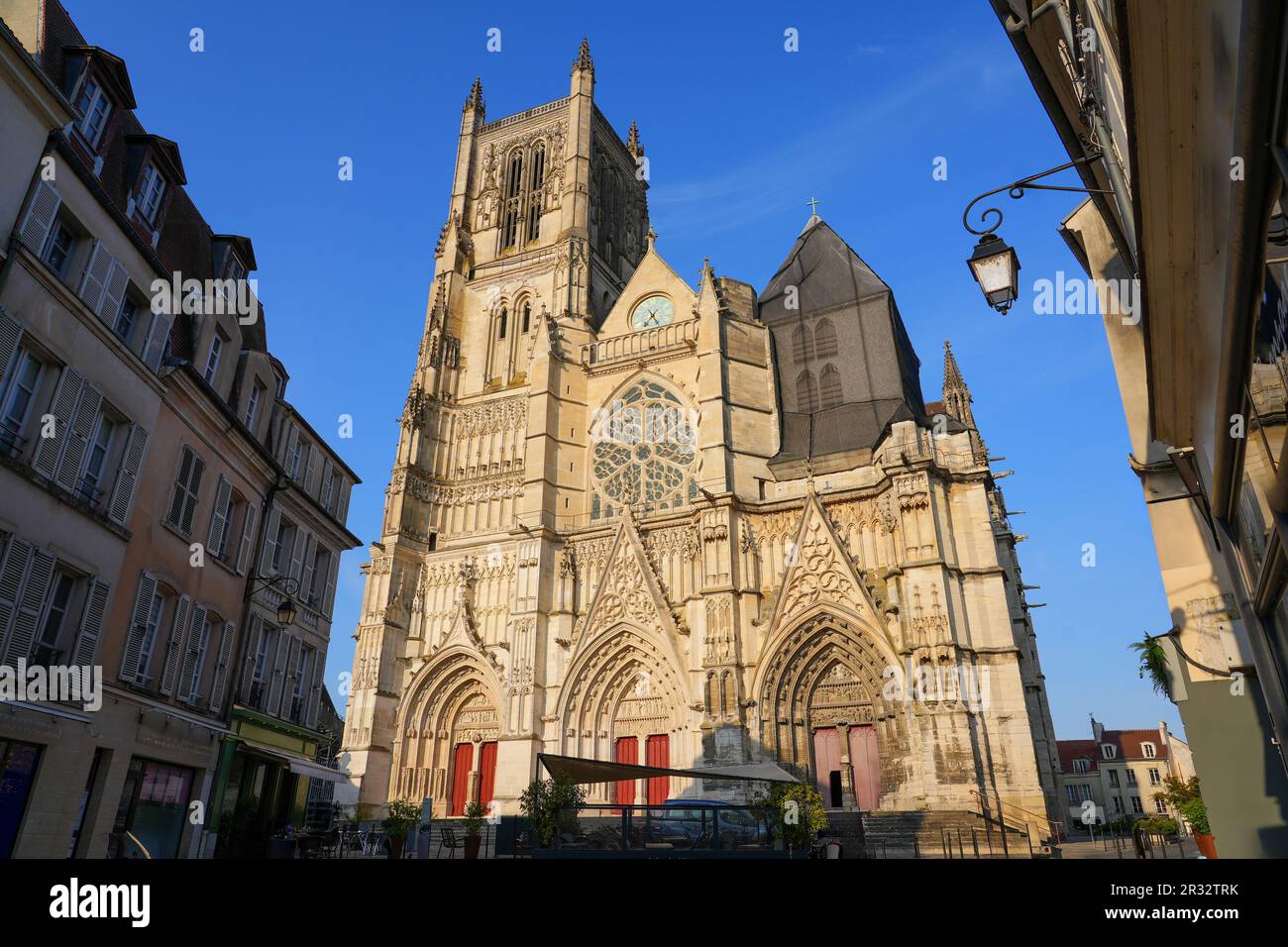 Facade of the Saint Etienne cathedral of Meaux, a roman catholic church ...