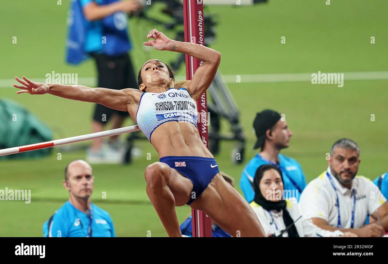 Katarina Johnson-Thompson participating in the heptathlon high jump at ...