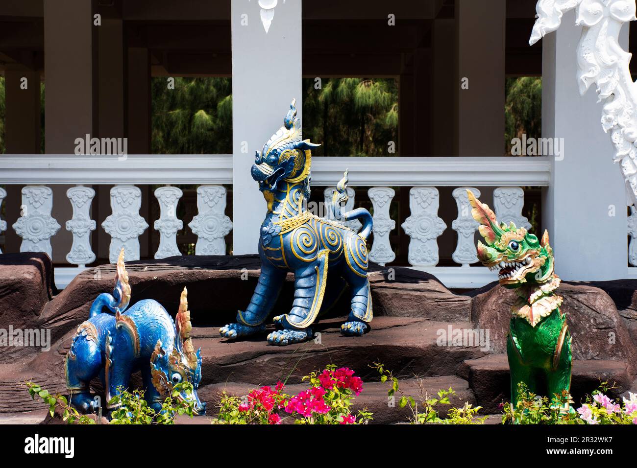 Carving sculpture art of legend creatures mythical himmapan animal in ...