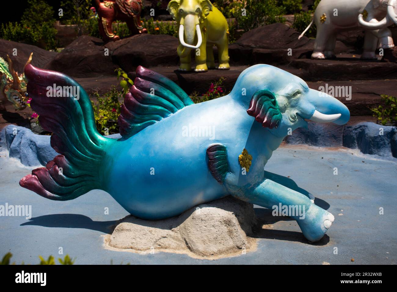 Carving sculpture art of legend creatures mythical himmapan animal in ...