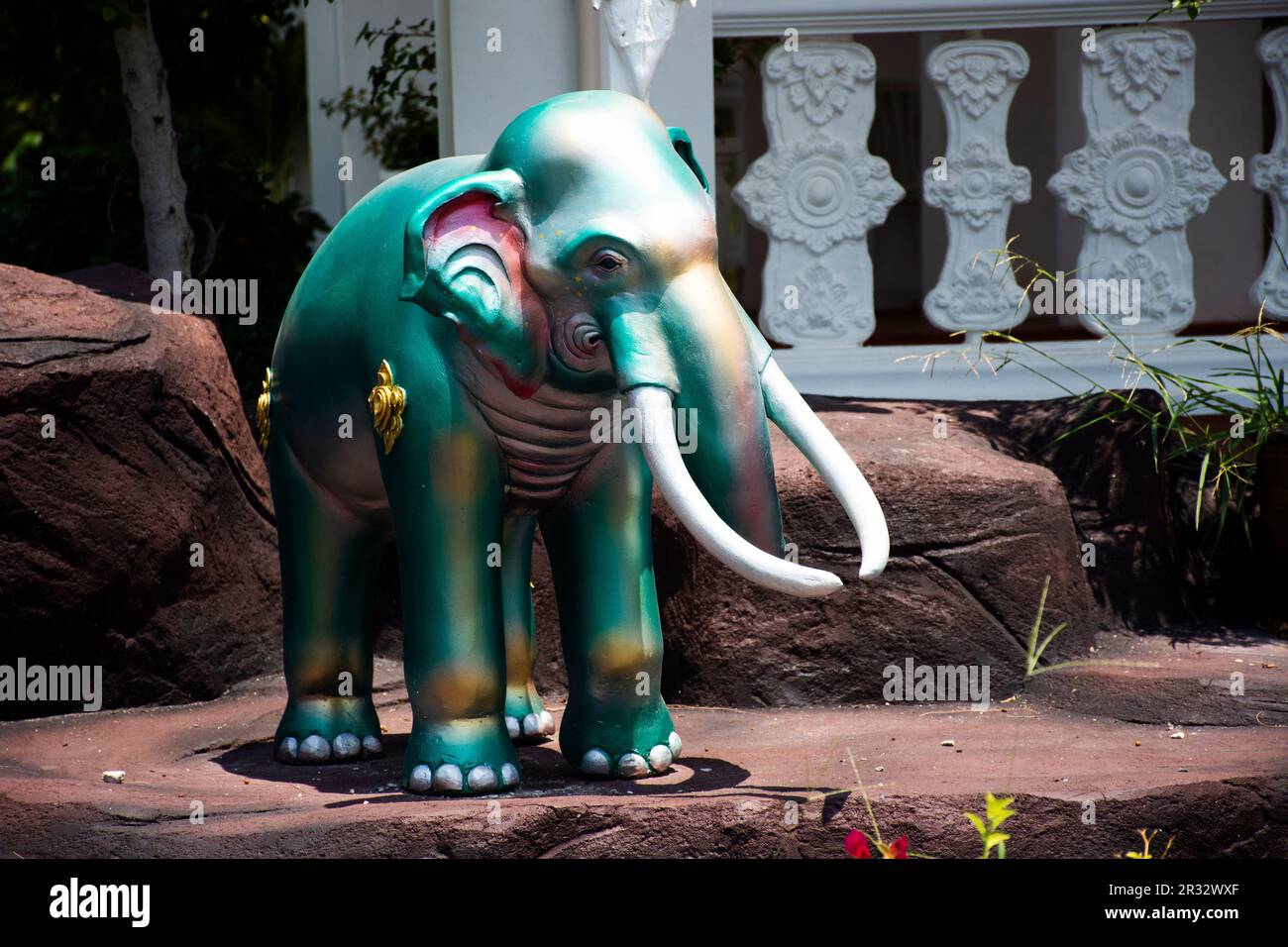 Carving sculpture art of legend creatures mythical himmapan animal in ...