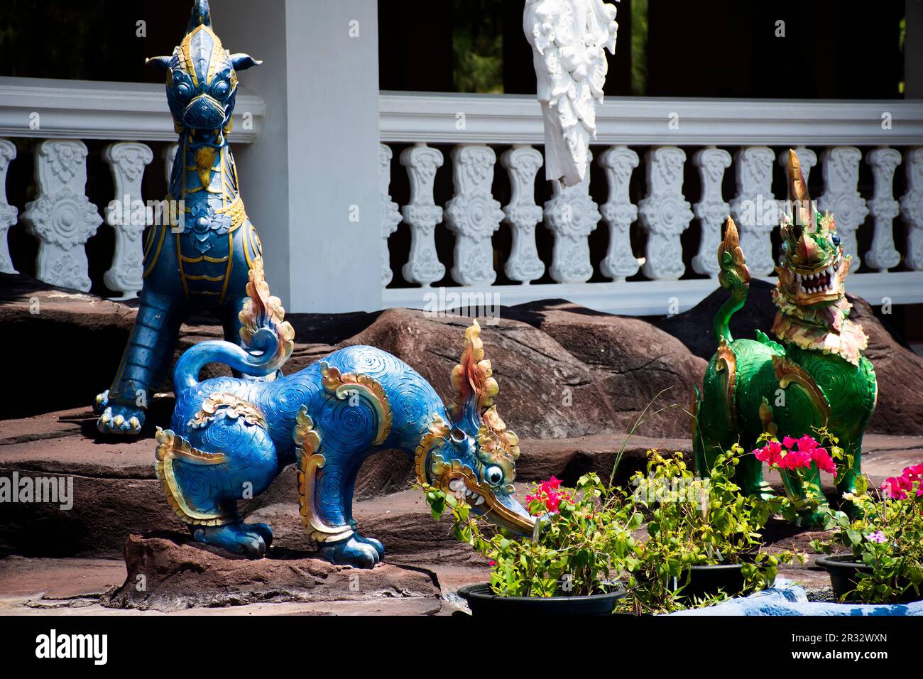 Carving sculpture art of legend creatures mythical himmapan animal in ...