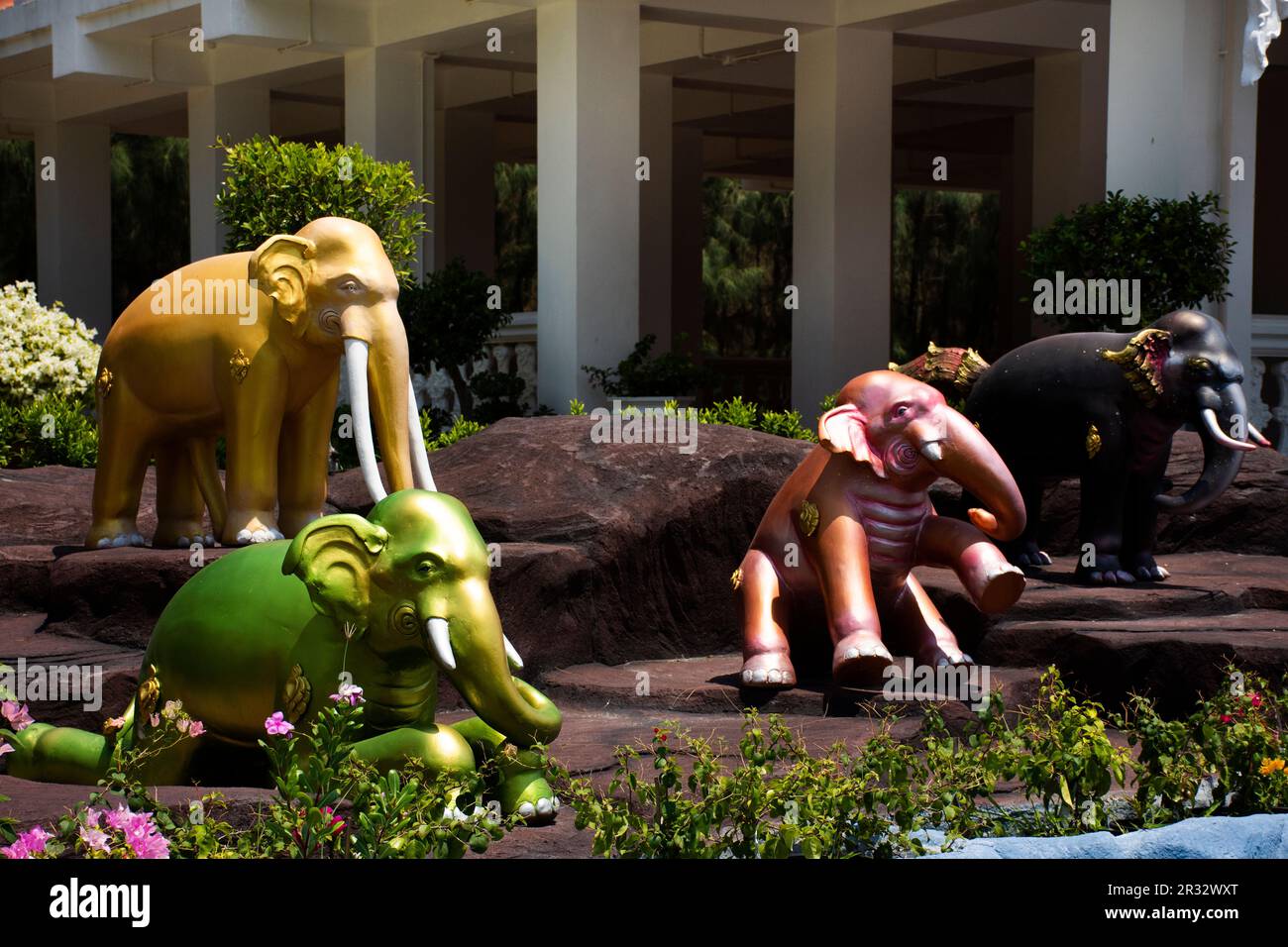 Carving sculpture art of legend creatures mythical himmapan animal in ...