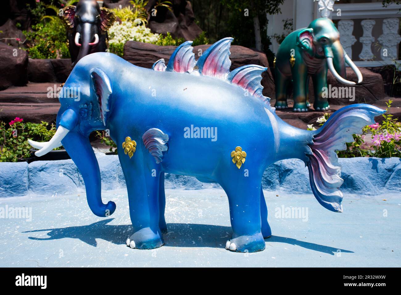 Carving sculpture art of legend creatures mythical himmapan animal in ...