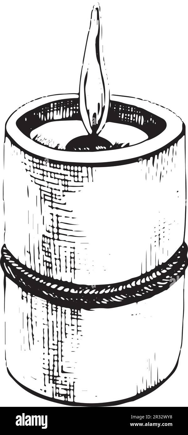 Candle with flame and rope. Illustration graphic, hand drawn, EPS ...