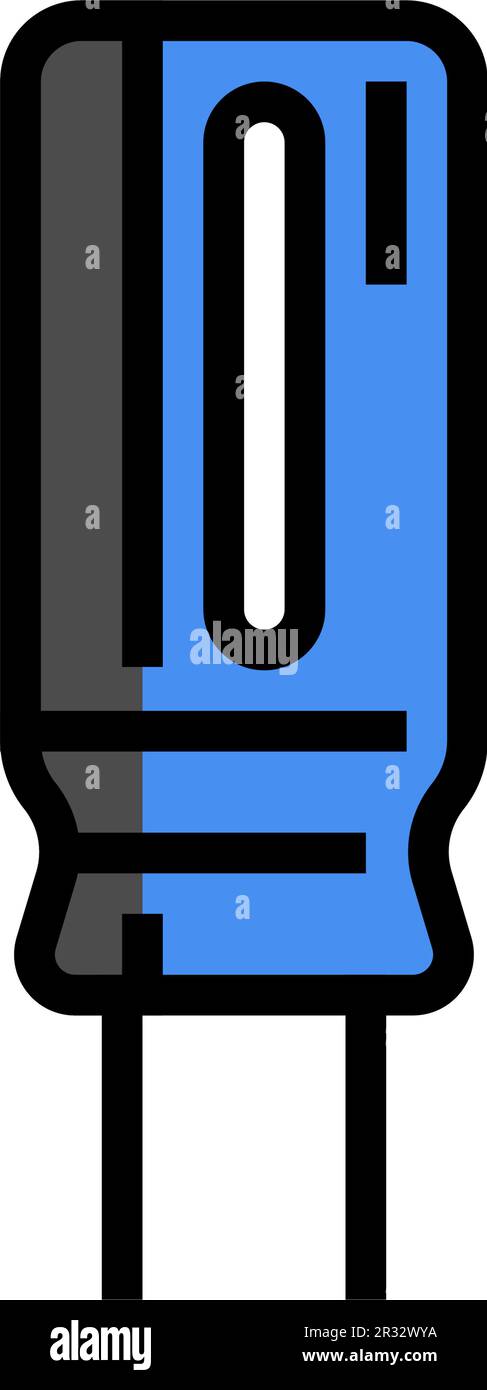 electrolytic capacitor electronic component color icon vector ...