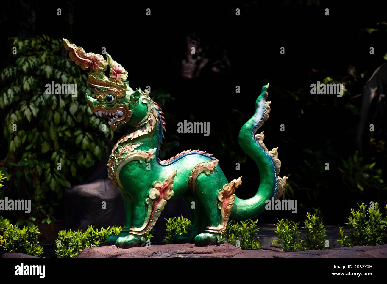 Carving sculpture art of legend creatures mythical himmapan animal in ...