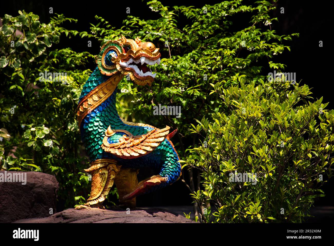 Carving sculpture art of legend creatures mythical himmapan animal in ...
