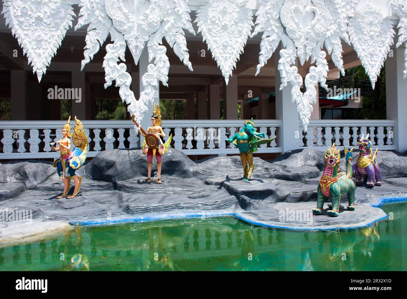 Carving sculpture art of legend creatures mythical himmapan animal in ...