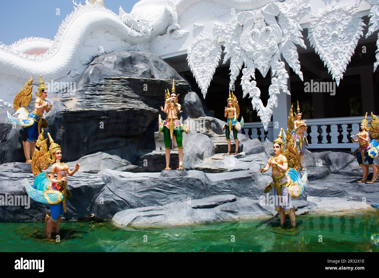 Carving sculpture art of legend creatures mythical himmapan animal in ...