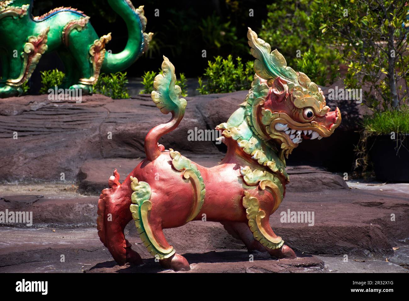 Carving sculpture art of legend creatures mythical himmapan animal in ...