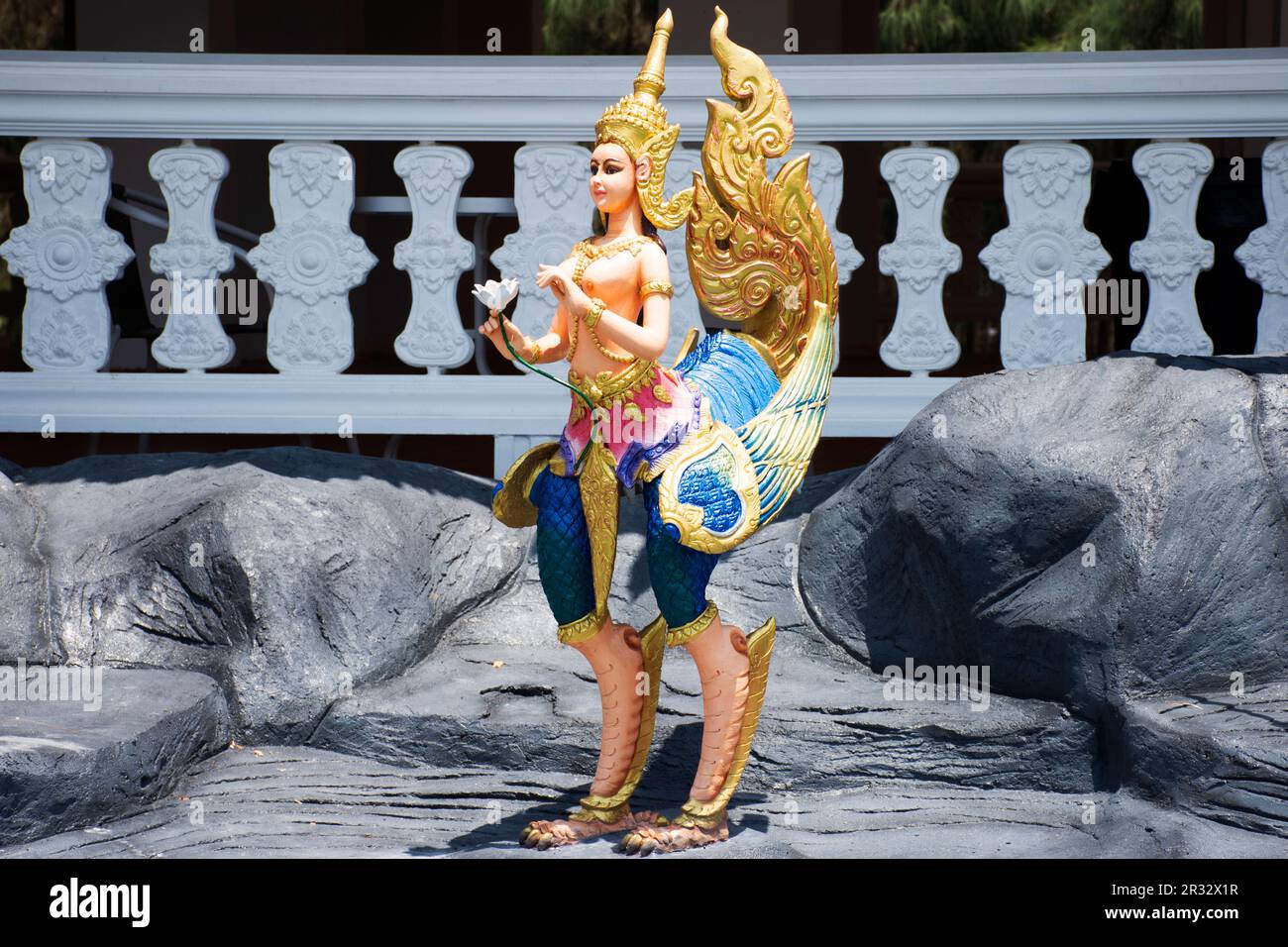 Carving sculpture art of legend creatures mythical himmapan animal in ...