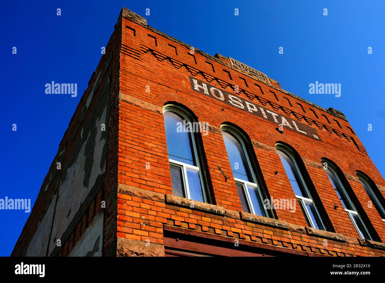 Old abandoned hospital building in a small town no longer used Stock ...