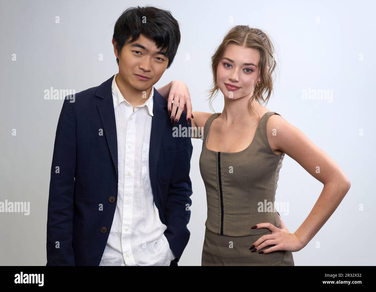 Ben Wang and Sydney Taylor pose for a portrait to promote the television series "American Born ...