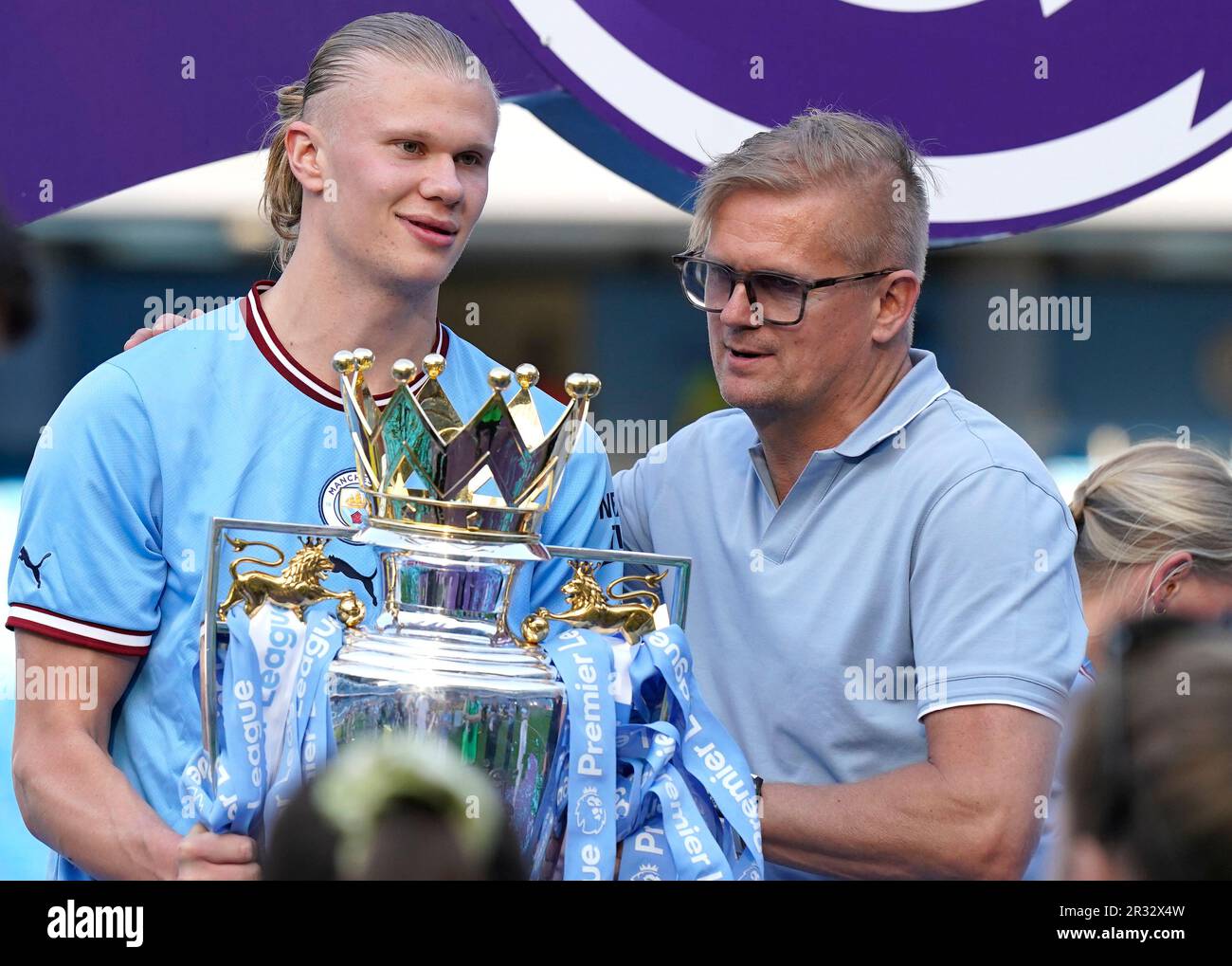 Manchester, UK. 21st May, 2023. Erling Haaland of Manchester City with ...
