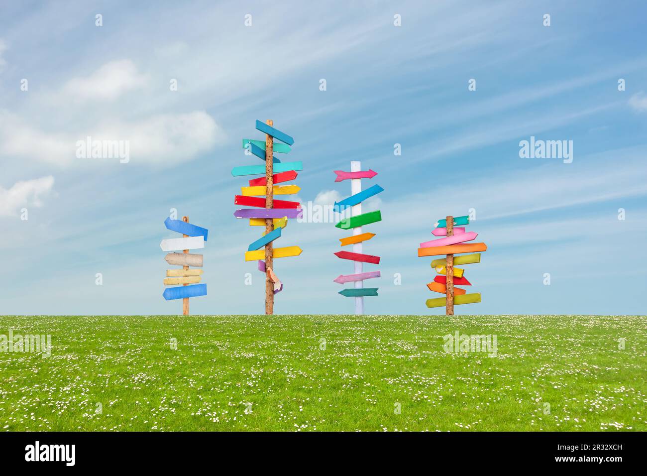 Wooden pole direction signs hi-res stock photography and images - Alamy