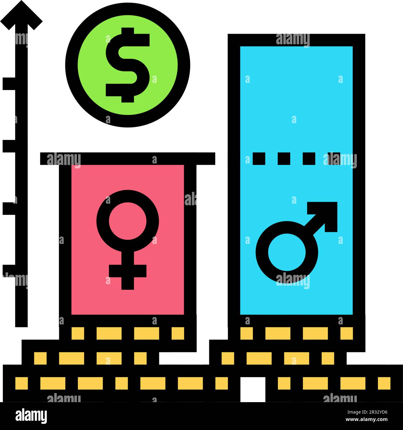 gender wage gap feminism woman color icon vector illustration Stock ...