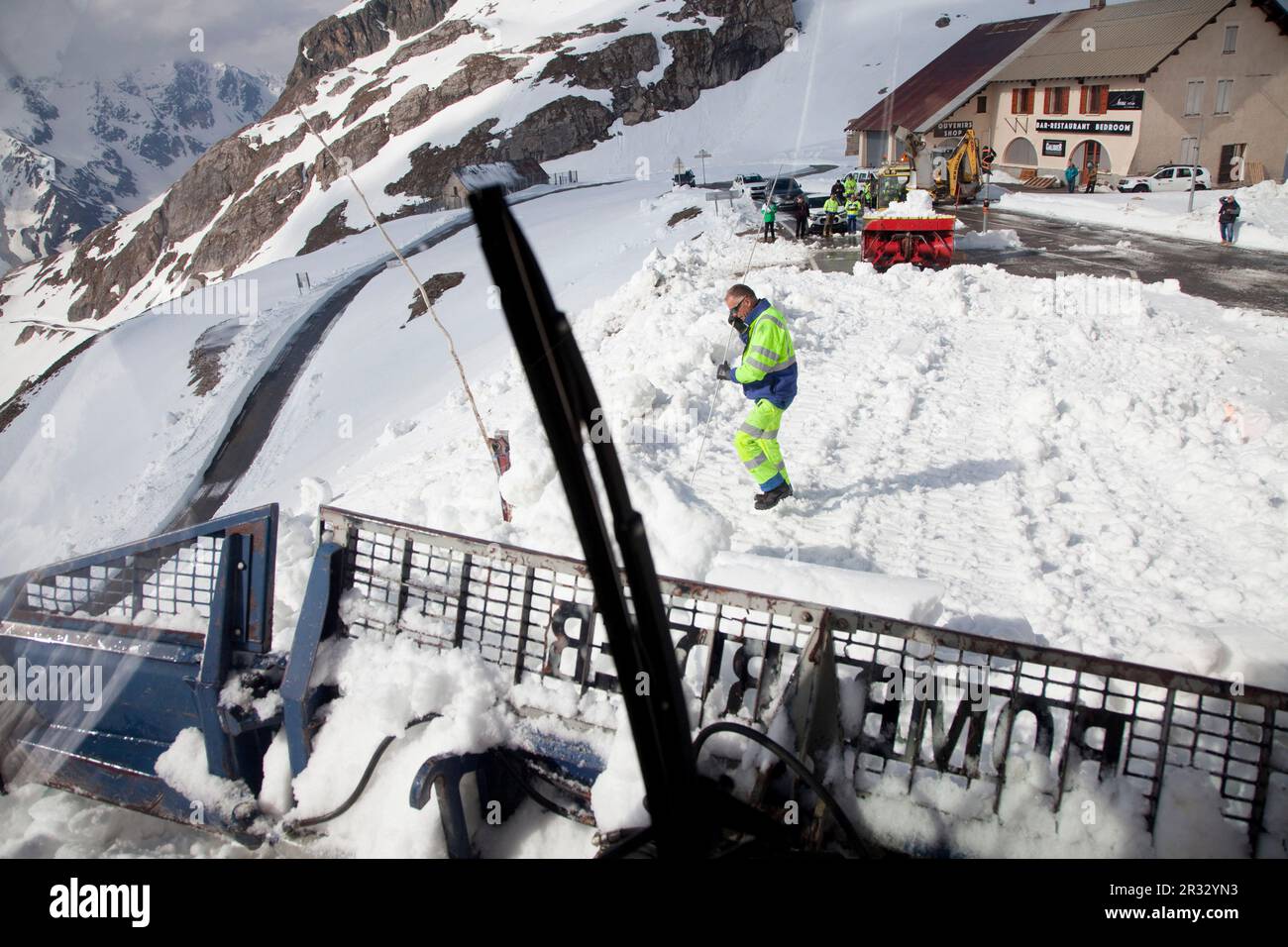 Col Du Galibier, France. 22nd May, 2023. Inside view of the ratrac ...