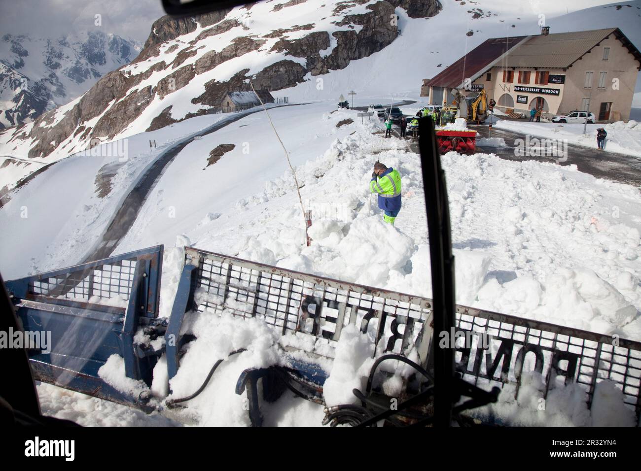 Col Du Galibier, France. 22nd May, 2023. Inside view of the ratrac ...