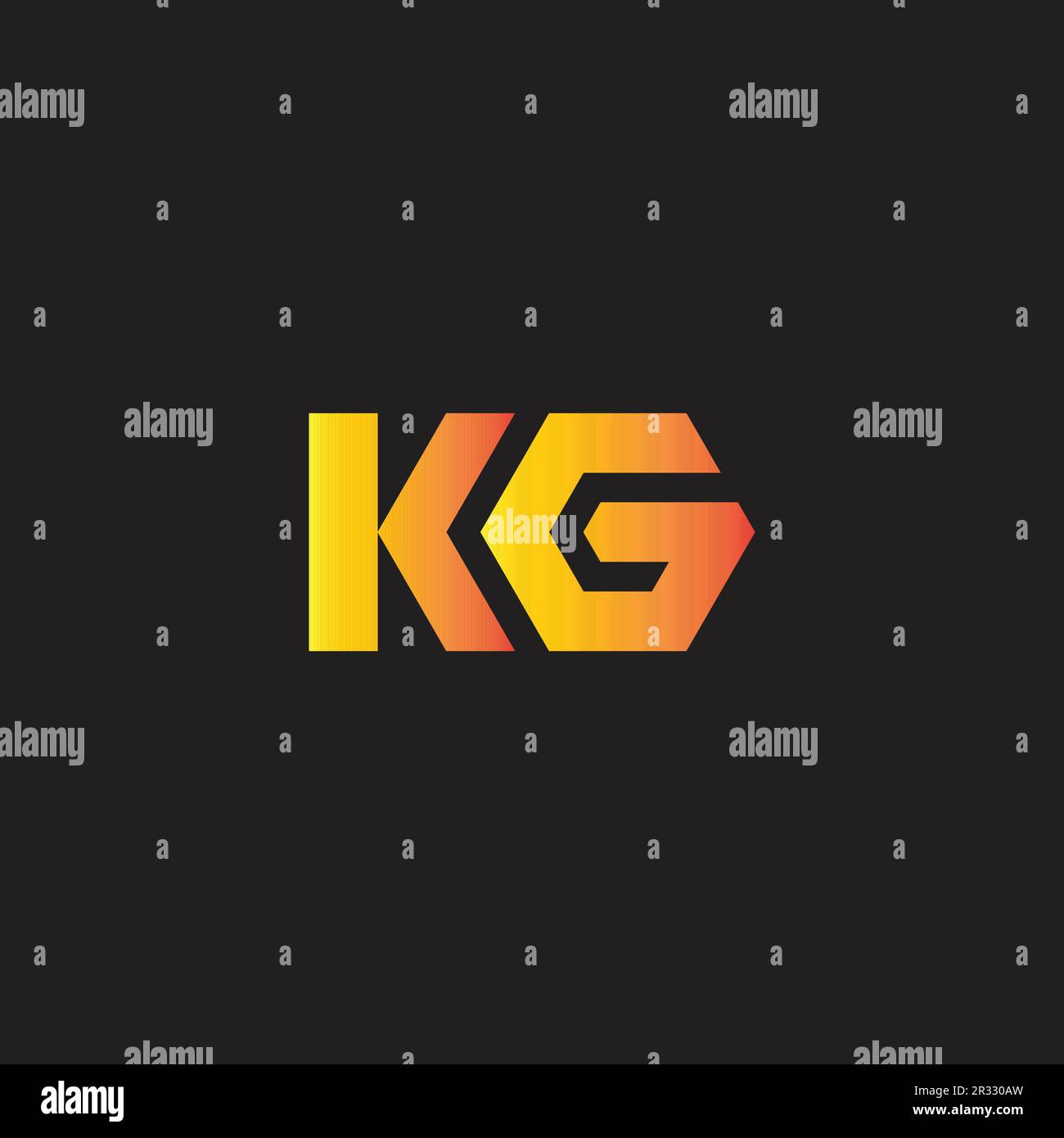 Letter KG hexagon, gold geometric symbol simple logo vector Stock ...