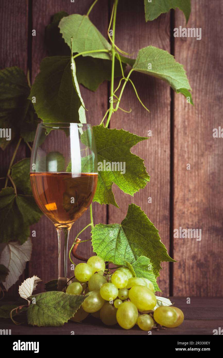 Grapes with leaves Stock Photo - Alamy