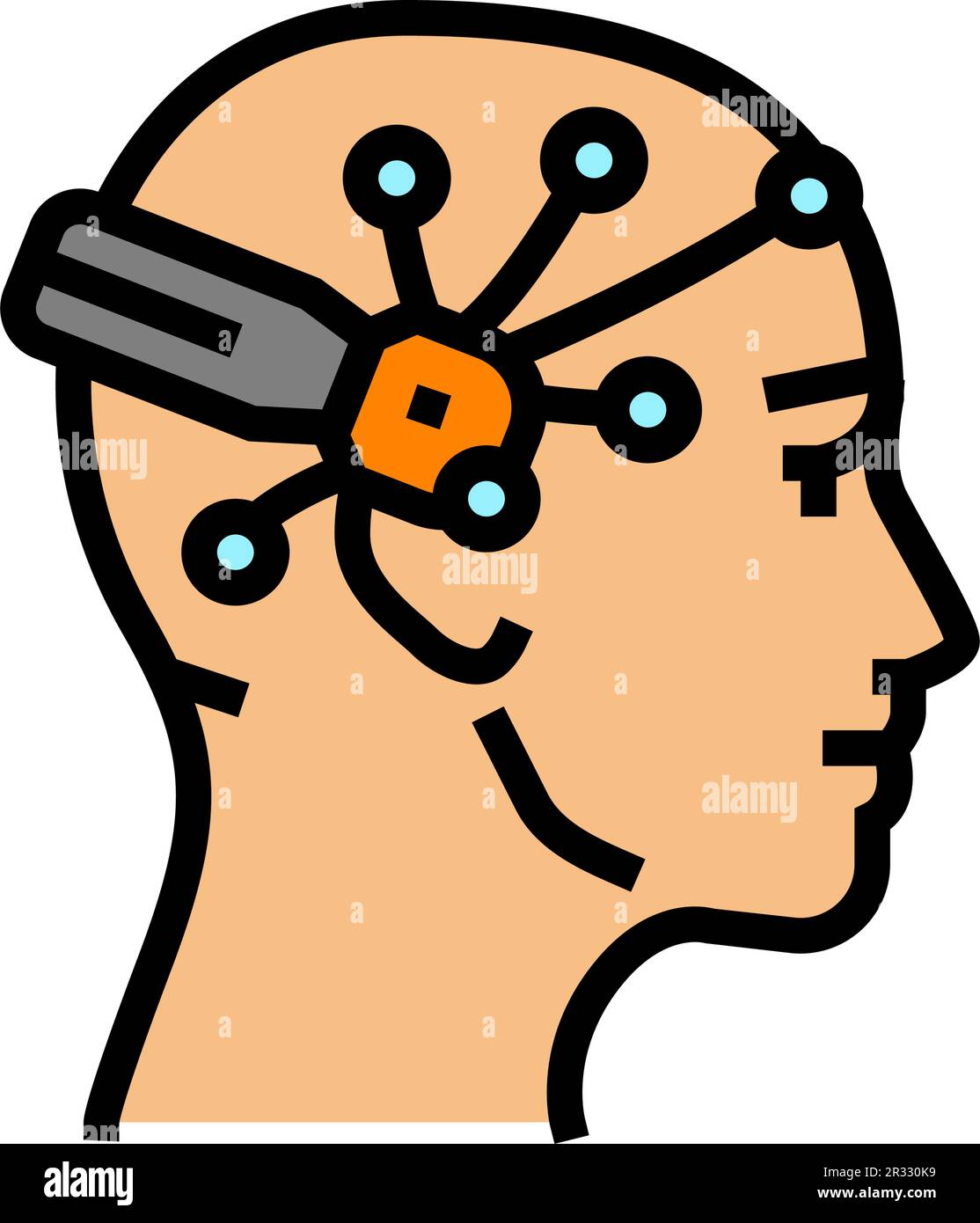 brain interface device future technology color icon vector illustration ...