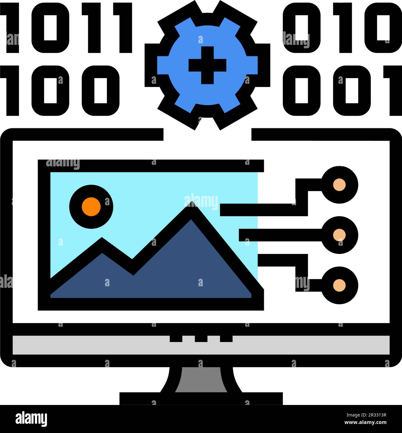 ai image generation future technology color icon vector illustration ...