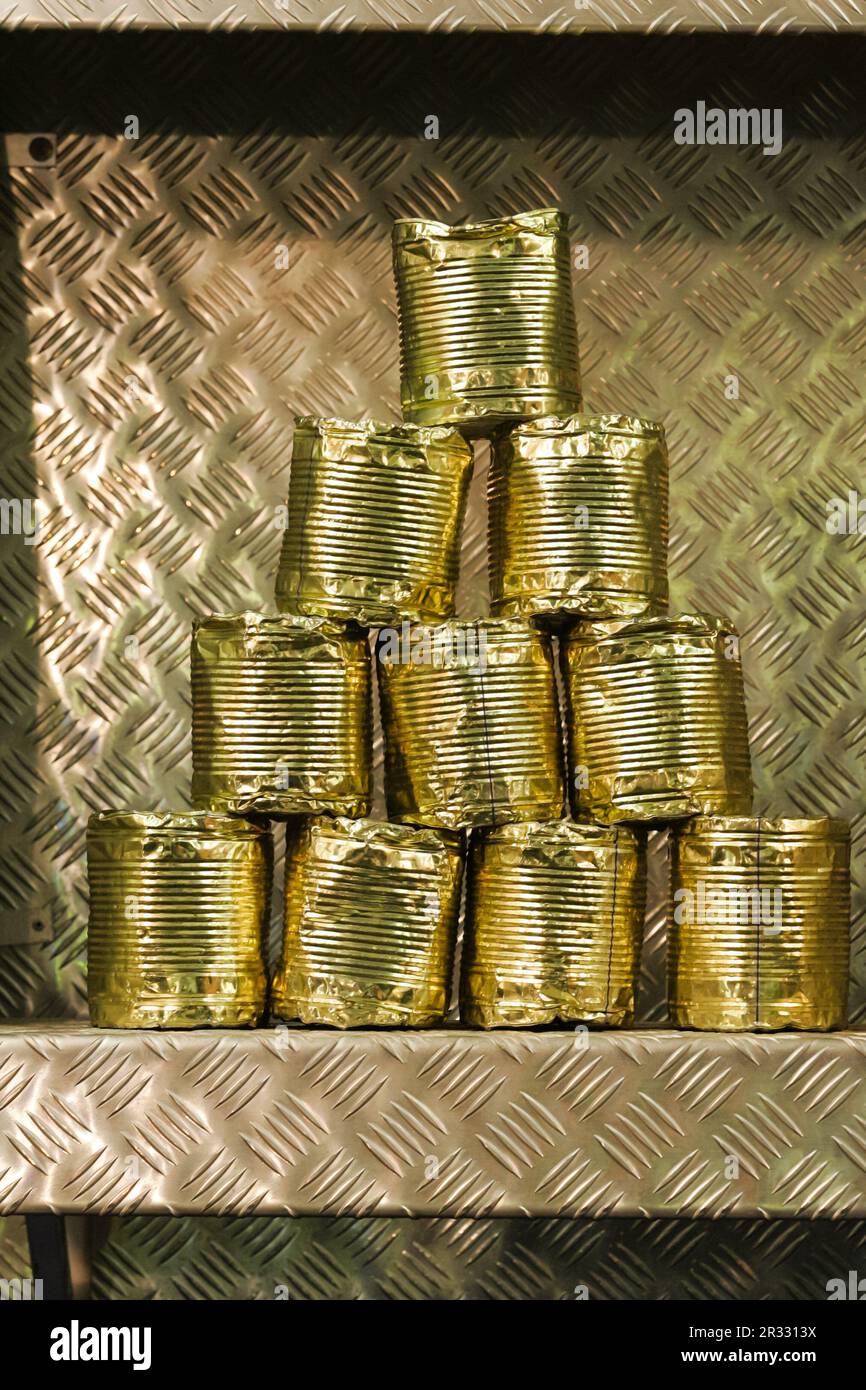 Stack of cans pyramid hi-res stock photography and images - Alamy